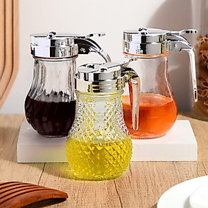 Xinnun 24 Pcs Syrup Dispenser 6 oz Glass Syrup Dispenser with Plastic Lid Clear Sugar Dispenser Jar Retracting Spout Dispensing Syrup Bottles for Maple Syrup, Chocolate Syrup, Sugar, Milk