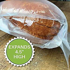 Expandable Vacuum Sealer Bags 11-inches by 50-feet Heat Seal Rolls, Commercial Grade, Foodsaver Compatible, Perfect for Large Roasts, Casseroles, Game (12 Rolls)