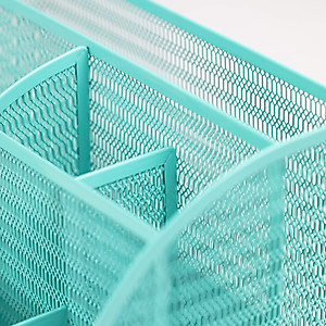 BLU MONACO Aqua Desk Organizer - Girly Cute Aqua Turquoise Desk Accessories - Storage for School Locker Bedroom or Home - Stationary Holder