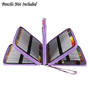 BTSKY Colored Pencil Case- 200 Slots Pencil Holder Pen Bag Large Capacity Pencil Organizer with Handle Strap Handy Colored Pencil Box with Printing Pattern Rose
