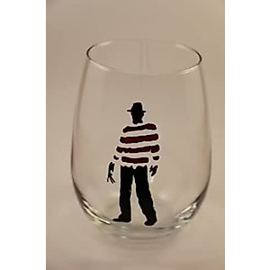 Freddy Krueger Silhouette Hand Painted Wine Glass/Nightmare on Elm Street