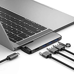 Leya-US Spare Part P5 5 in 1 Multi-Function Type-C/USB-C HUB Expansion Dock (Color : Grey)