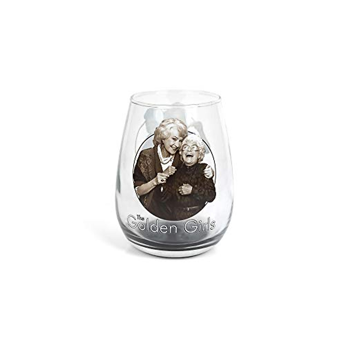 JUST FUNKY The Golden Girls Black and White Stemless Wine Glass - 16-Ounces