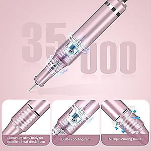 Professional Nail Drill Machine,Electric Acrylic Gel Nails Kit Portable E File 35000RPM Rechargeable Manicure Pedicure Polishing Shape Tools for Home and Salon (UV-501（Multicolor）)