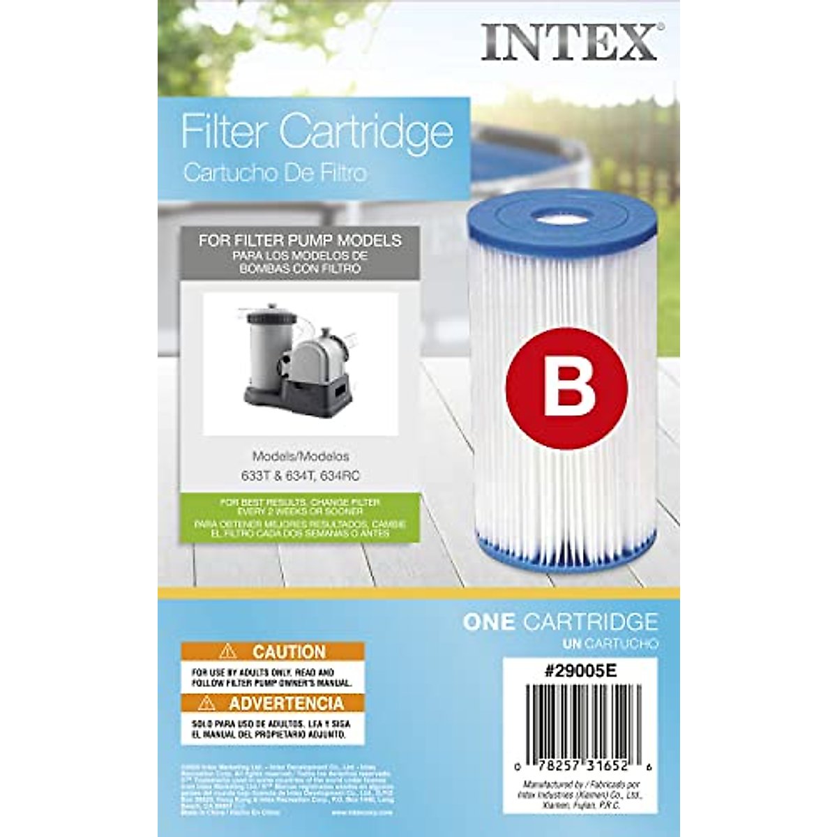 INTEX 29005E Type B Pool Filter Cartridge: For INTEX Filter Pumps – Easy-To-Clean – Dacron Paper – Efficient Filtration – Single Pack