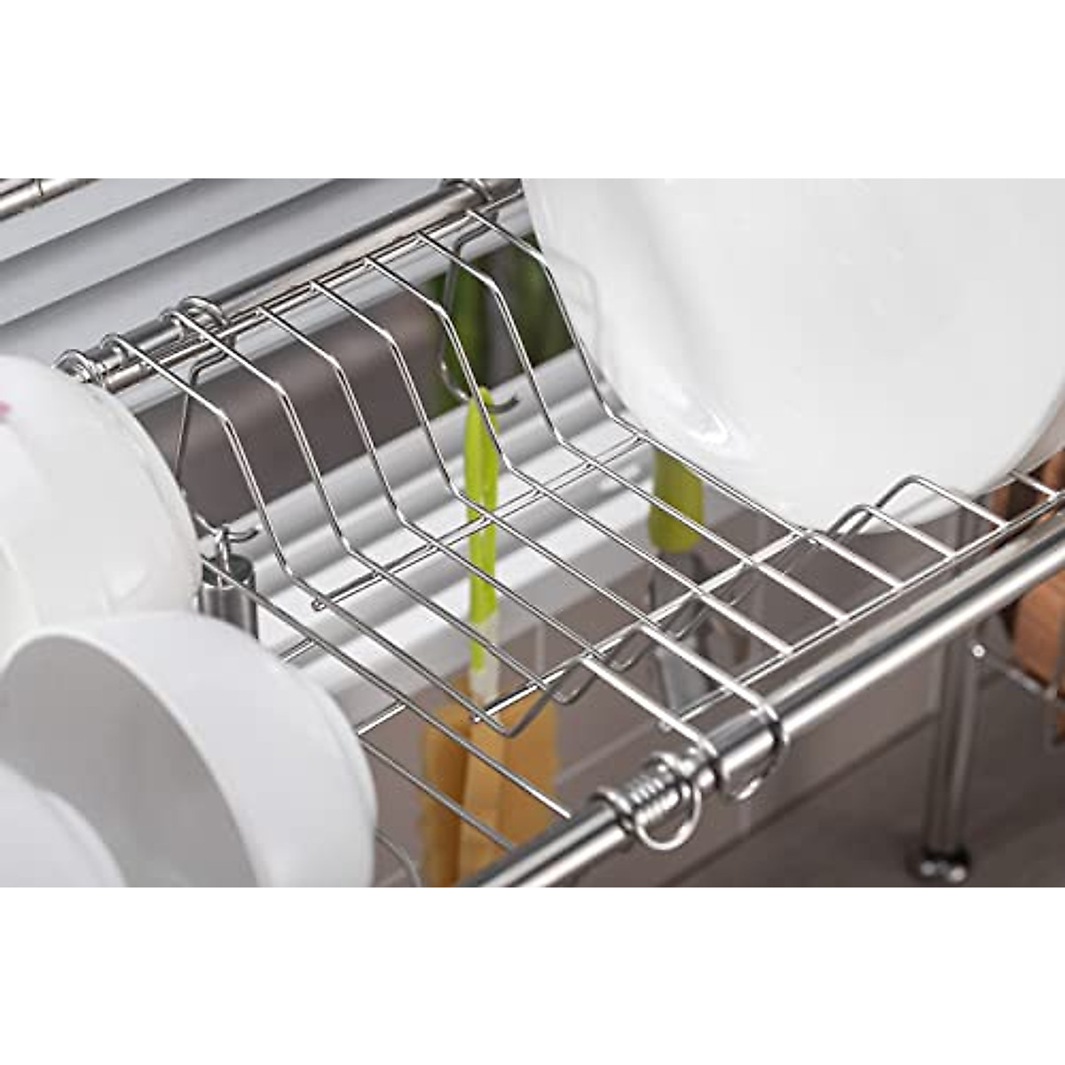 Premium Racks Professional Over The Sink Dish Rack - Fully Customizable - Multipurpose - Large Capacity (Stainless Steel)