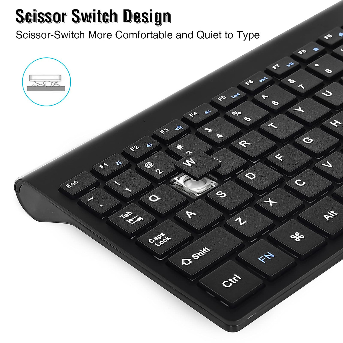 RaceGT Wireless Keyboard Mouse Combo, Energy Saving Silent Ultra - Thin Full Sized Wireless Keyboard Mouse 3 Level DPI Adjustable Mouse for Computer, Laptop and Desktop