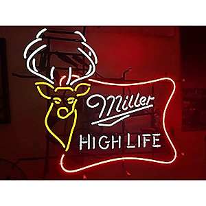 Prouten 24inx20in Millers High Life Outdoors Deer Buck Stag Neon Sign (VariousSizes) Beer Bar Pub Man Cave Business Glass Lamp Light