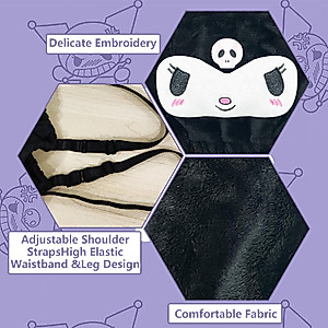 XFXATRJ Kawaii Kuromi Pajamas Set Sweet Lovely Velvet Tube Top and Shorts Two Piece Cartoon Sleepwear Sets for Women (as1, alpha, m, regular, regular, Black)