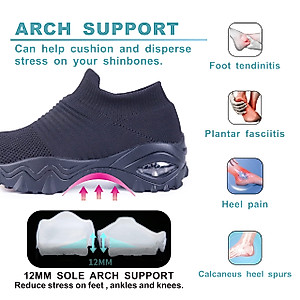 ENOSKY Slip Resistant Shoes for Women Food Service,Orthopedic Shoes for Women,Women's Walking Shoes,Slip On Shoes Women,Work Shoes Arch Support Gym Comfortable Wide Width Sock Sneakers Black