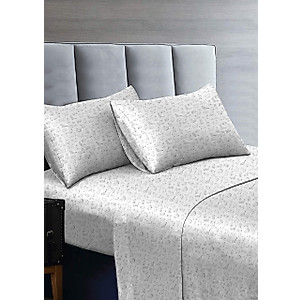 Kids Rule 4-Piece Cat Sketch Sheet Set for Kids - 1 Full Flat Sheet, 1 Full Fitted Sheet & 2 Queen Pillowcases, Soft Brushed Microfiber Polyester Bed Sheet, Smooth & Durable