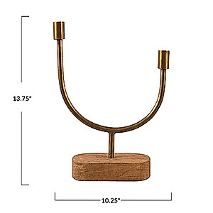 Asymmetrical Wood and Metal Candle Holder