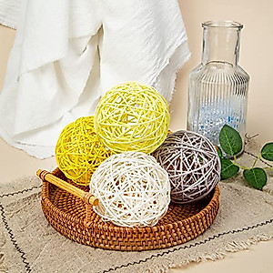 DomeStar Extra Large Rattan Balls, 4 Inches Wicker Balls Decorative Balls Natural Decorative Wicker Rattan Balls Orbs Vase Fillers Yellow, White, Grey and Lemon