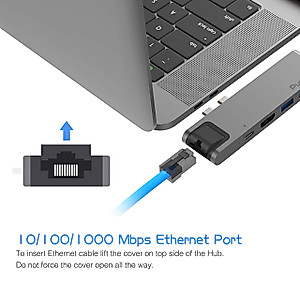 PureFix USB C Hub Adapter, 7-in-2 Extension with Gigabit Ethernet, 4K HDMI, Type- C 100W PD & 40Gbps, 2 USB-A 3.0, SD & MicroSD/TF Card Reader for 2016-2020 MacBook Pro 13' 15' 16' & 2020 MacBook Air