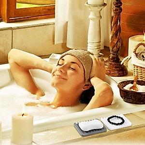 2PCS Soap Dish Holder, Premium Silicone Soap Dishes for Shower Bathroom Kitchen Sinks， Soap Tray Saver Drainer, Self-draining Waterfall, Non-Slip Design, Easy Cleaning (White, Gray)