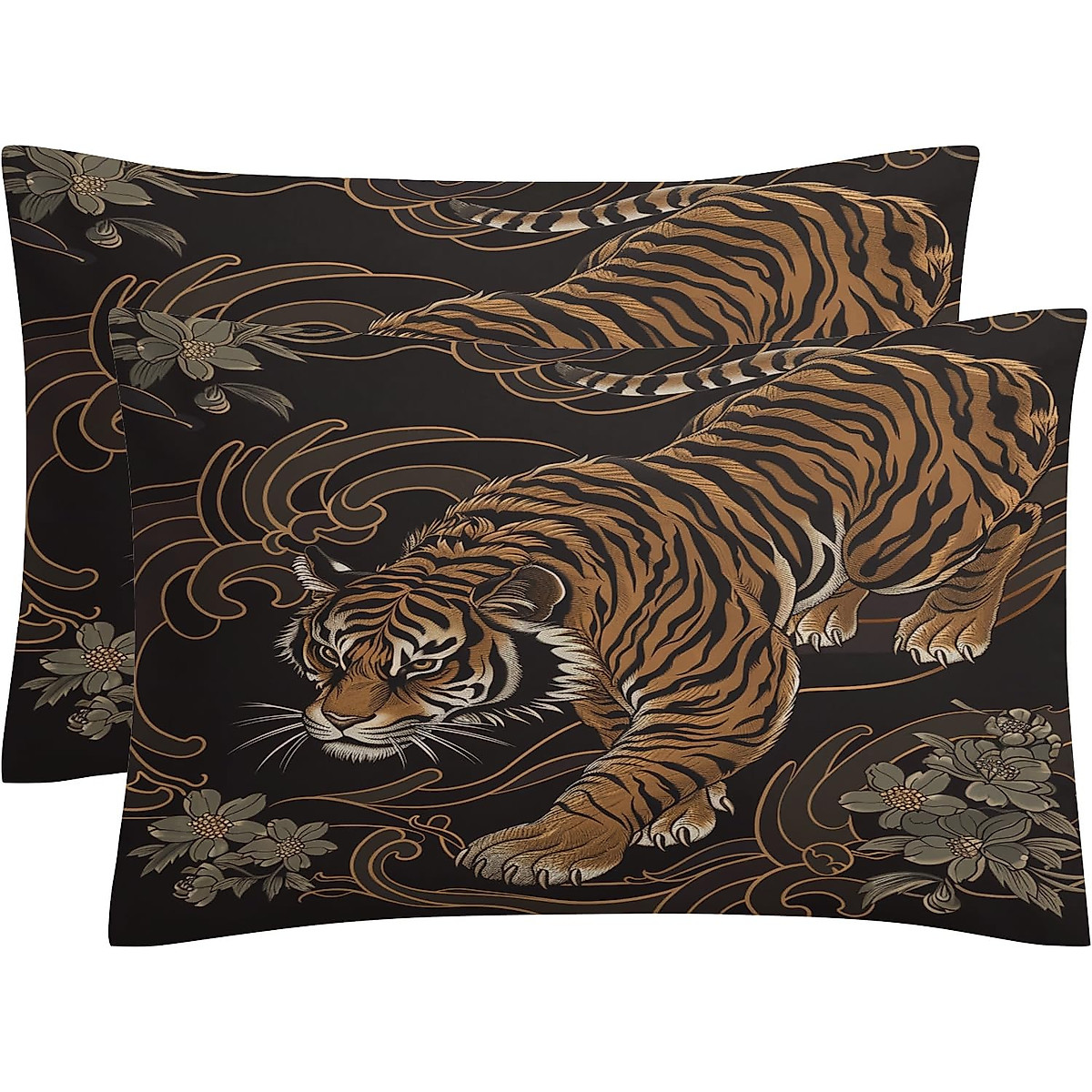 OmErsa Tiger Duvet Cover Oversized King Size Bedding Set 3 PCS, Animal Comforter Cover & 2 Pillowcases Soft Microfiber Patterned Bedroom Decorations for Adults Teens