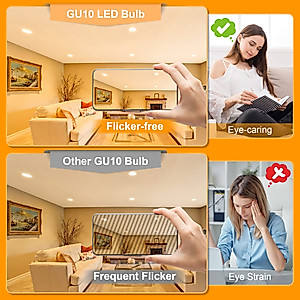 winshine GU10 LED Bulb, 50W Halogen Equivalent Light Bulbs, 3000K Warm White 2 Prong Base GU10 Bulb, LED Halogen Replacement Bulbs for Recessed Track Light 120V 550LM 120 Degree, Non-Dimmable 6 Pack