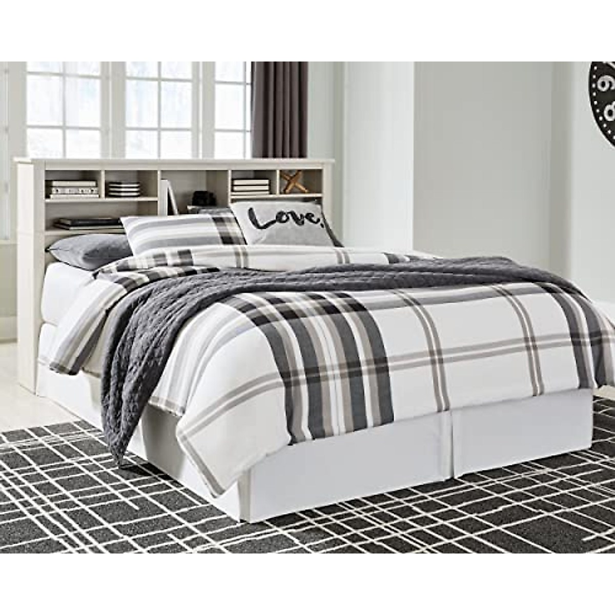 Signature Design by Ashley Dorrinson Queen Storage Headboard, 66"W x 11"D x 43"H, Whitewash