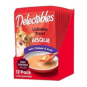 Hartz Delectables Non-Seafood Bisque Lickable Wet Cat Treats for Adult & Senior Cats, Multiple Flavors, Pack of 12