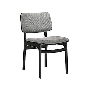 Armen Living Lima Wood Dining Accent Chairs Finish Fabric-Set of 2, 20" Wide, Black/Grey