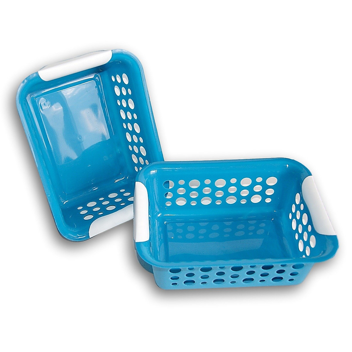 Medium Blue Stacking Storage Baskets - 10.75 Inches - Set of 2