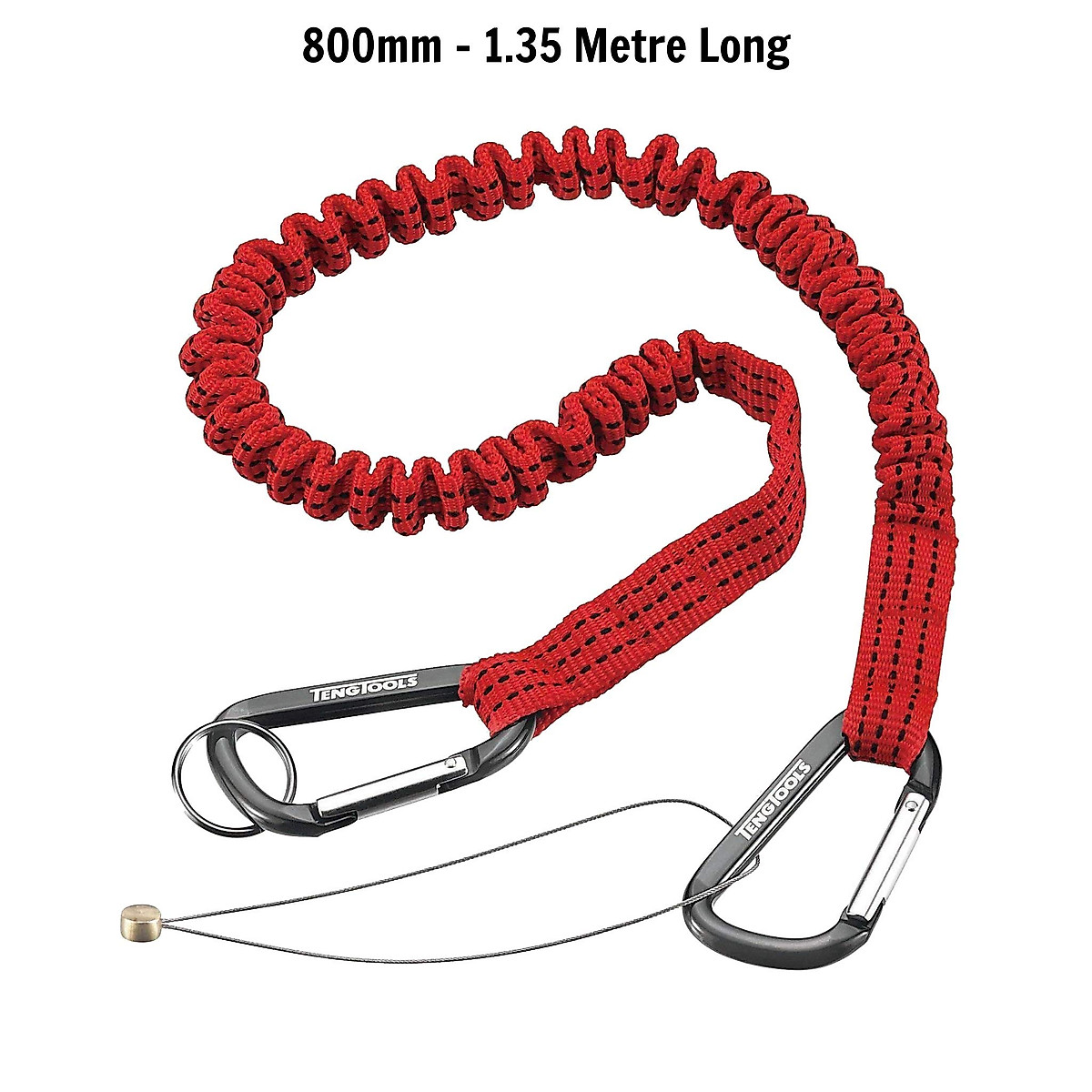 Teng Tools 800mm - 1.35 Metre Long Tool Lanyard/Leash + Safety Wire & Spring Hook - SSH03, Silver, Max Load 4.5Kg
