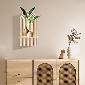 SHINXIOS 2pcs Boho Wall Shelf,Boho Wall Decor for Bedroom and Office,Wood Boho Bookshelf.