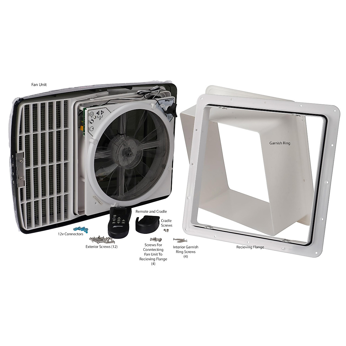 MAXXAIR Maxxfan Deluxe Vent, Fan and Vent Cover All in One - Powerful 10-Speed Reversible Fan with Thermostat, Built-in Rain Cover, Remote Control, Intake & Exhaust Fan, Smoke (00-07500K)
