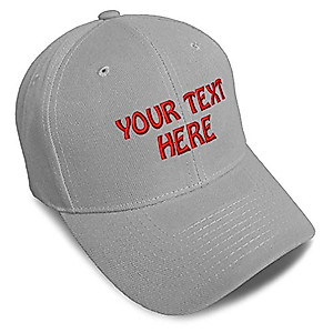 Baseball Cap Custom Personalized Text Acrylic Dad Hats for Men & Women Strap Closure Gray