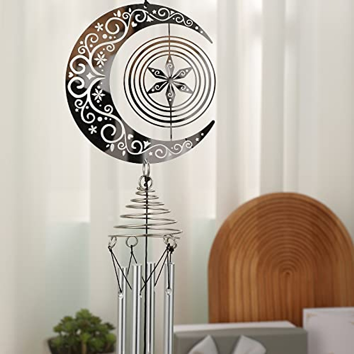 Saododku Wind Chimes for Outside as Gifts, 20 Inch Memorial Wind Chimes with Unique Star Moon Design, Sympathy Wind Chimes Outdoor Clearance as Gratitude/Appreciation/Thank You Gifts