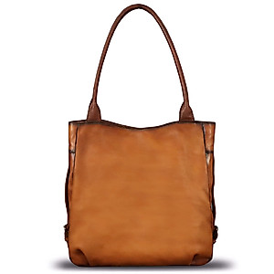 Genuine Leather Shoulder Bag Purse for Women Retro Top Handle Bags Handmade Vintage Crossbody Tote Handbags Purse Cowhide Satchels Hobo Bag (Brown)