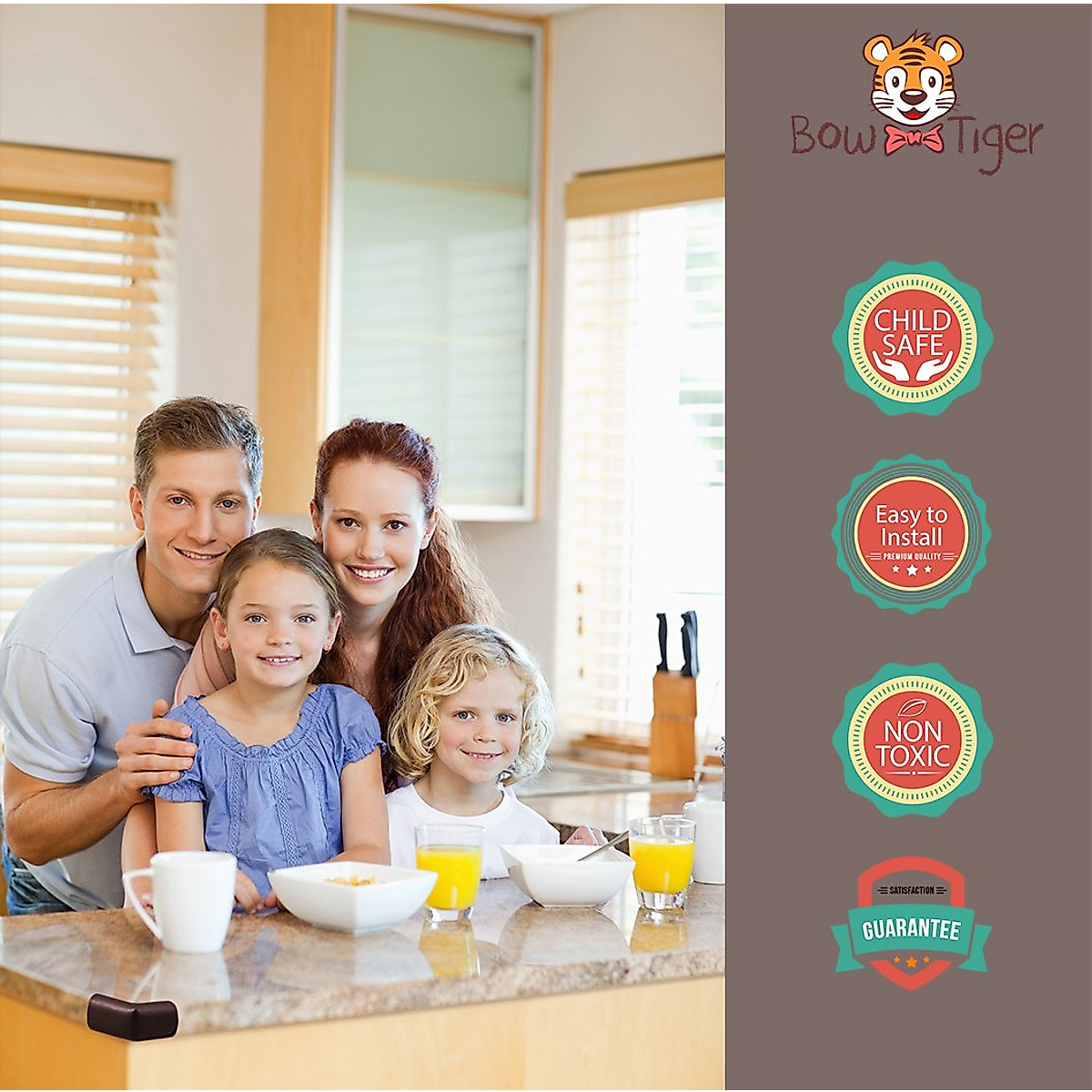 Premium Corner Guards from Bow-Tiger™ - 16 Corner Cushion Bumpers - Extra Dense Safety Foam Furniture and Table Protectors - Coffee