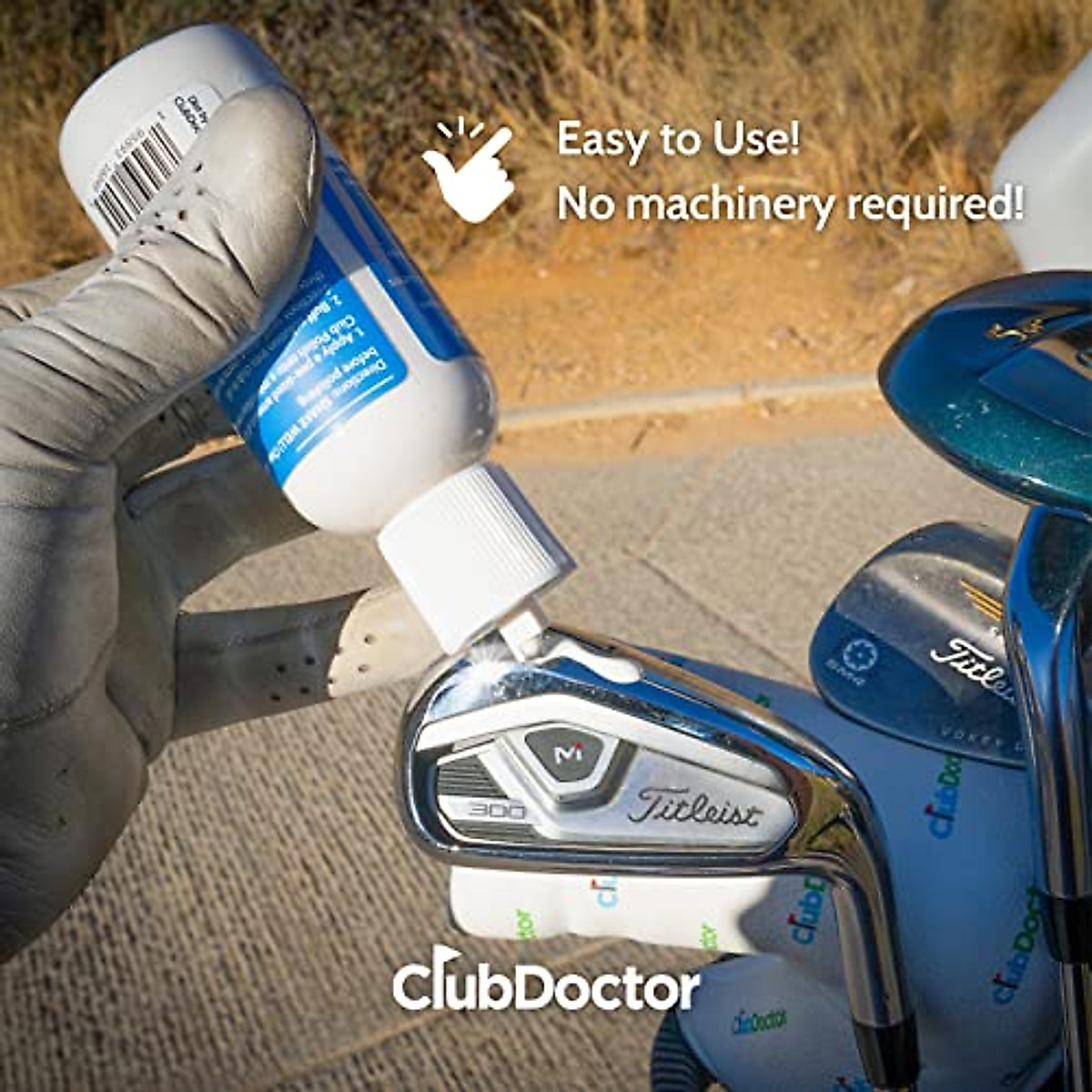 Club Doctor Golf Club Polish - Cleaner, Scratch Remover, and Rust Remover for Irons, Drivers, Putters, and Woods - Removes Scuffs and Skymarks - Made in USA - Golf Club Polishing and Cleaning Kit