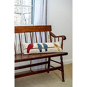 Chandler 4 Corners Artist-Designed Birds on a Wire Hand-Hooked Wool Decorative Throw Pillow (8” x 24”)