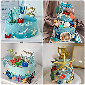 LKDQUTHM Marine Theme Fondant Silicone Molds Seashell Conch Starfish Dolphin Octopus Turtle Chocolate Candy Mold For Cupcake Topper Cake Decorating Gum Paste Polymer Clay Set Of 4