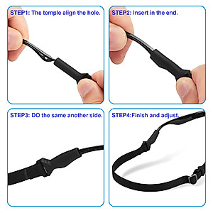 lvvfit Baby Glasses Straps(5-8inch)-Adjustable Glasses Strap Sports Sunglasses Eyeglasses Holder Straps for Toddler and Infant-Eyewear Retainers for Boys and Girls age 0-3 years (4pcs Black)