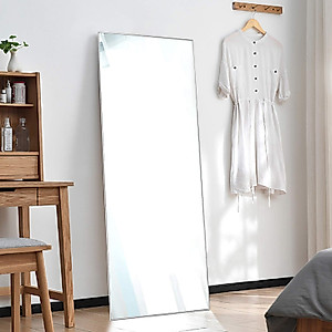 self Full Length Floor Mirror 65"x22" Large Rectangle Wall Mirror Standing Hanging or Leaning Against Wall for Bedroom, Dressing and Wall-Mounted Thin Frame Mirror - Oxidized Silver