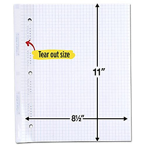 Five Star Insertable Loose Leaf Paper, 1 Pack, 3 Hole Punched, Reinforced Filler Paper, Graph Ruled Paper to Add and Rearrange Pages in Spiral Notebook, 11-1/2" x 8", 75 Sheets/Pack (17018)