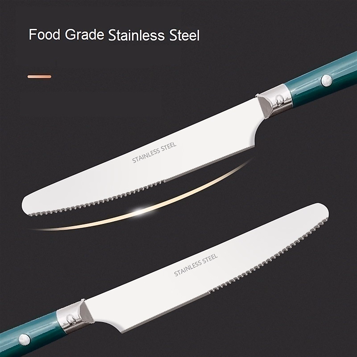 SENIDIKE 5/20/30-Piece Thickened Stainless Steel Silverware Flatware Cutlery Set Service for 1/4/6, Steak Knife And Fork Spoon Dessert Tea Spoon Fruit Fork, Durable Reusable White Blue Green Red