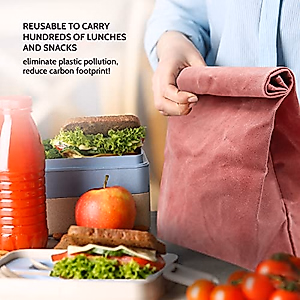 EKOLOJEE Waxed Canvas Lunch Bag | Foldable and Washable Lunch Box for Office, Picnic, Work and Outing | Worthbuy Lunch Bag for Adult Men & Women | Reusable in Zero Waste Packaging | Coral Tree Pink