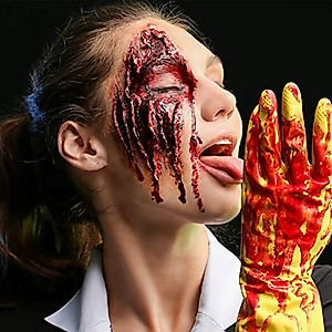 DE'LANCI Fake Blood Scab, 2 Pcs Coagulated Blood Gel Washable, Realistic Scar Blood Halloween SFX Makeup on the Face/Body, Prefect Zombie Vampire Monster Cosplay Stage Blood Clothes - 60g (2.12 oz)