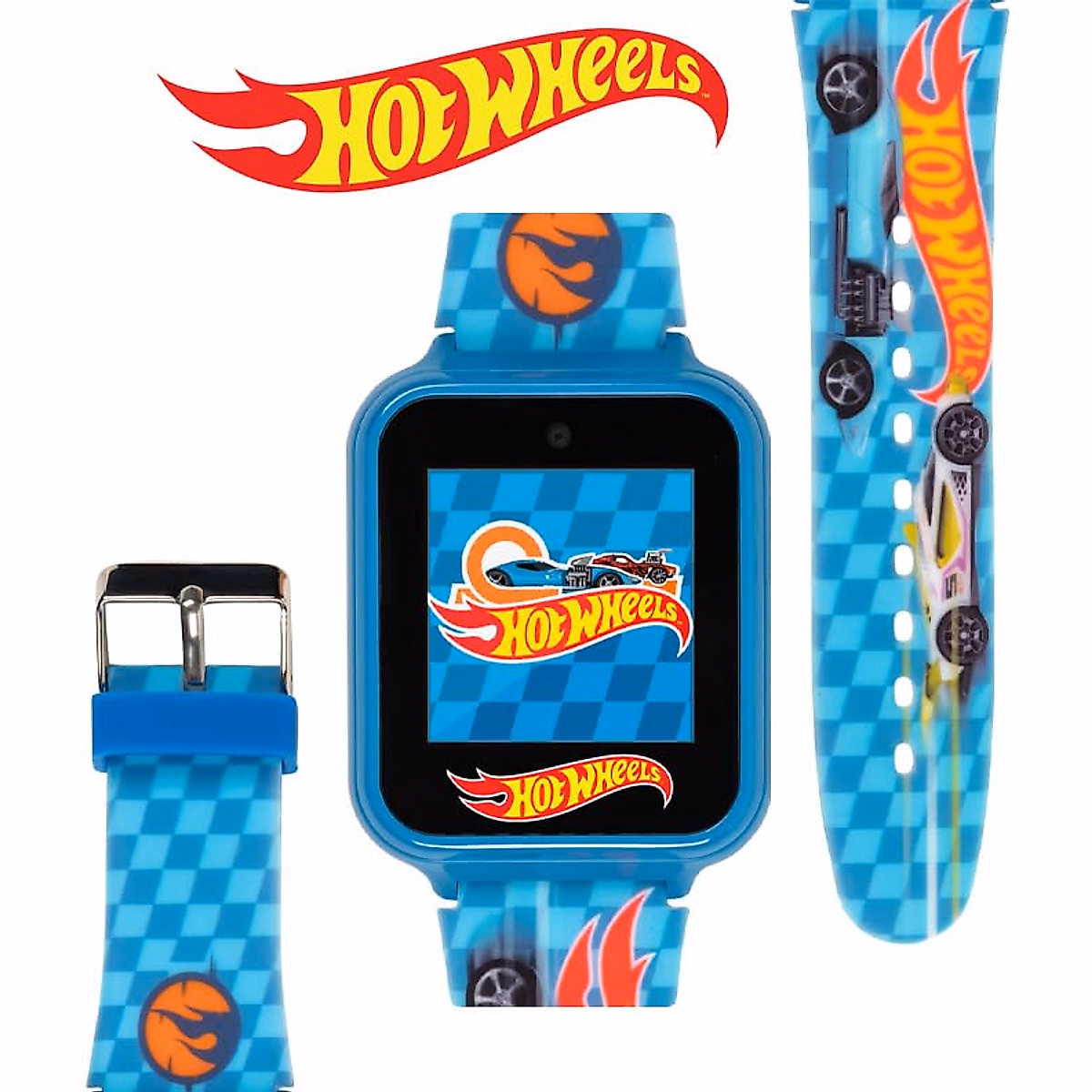 Hot Wheels Interactive Kids Smartwatch – Touchscreen Watch with Camera, Games, Voice Recorder, Step Tracker, Alarm & Timer – Racing-Inspired Design, USB Rechargeable – Fits Wrists 5.5" to 8"