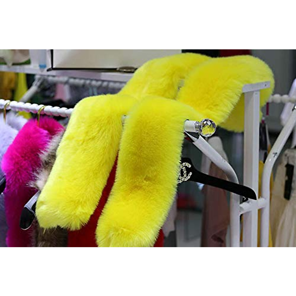 Tngan Faux Fox Fur Collar Scarf Neck Warmer Women Stole Long Scarves Shawl Wrap Red