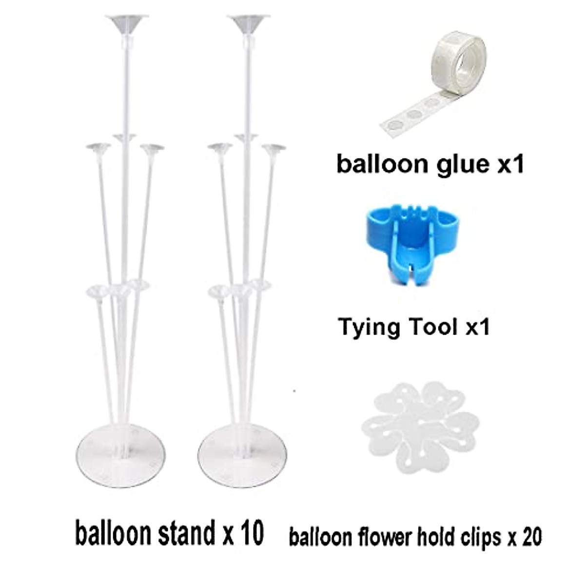 10 Sets of Balloon Stand Kits 28'' balloon base, Reusable Balloon Column Stand kit for Table, Tie Tool, Flower Clips, for Birthday Wedding Party Decorations (10 set)
