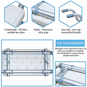 Heavy Duty Bath Bench Seat, Suspended Bath Tub Shower Chair Aluminum Alloy Bathtub Benches Bathing Seat for Elderly Adults Seniors Disabled or Injured, Length Adjustable Universal Fit, 260LBS Load