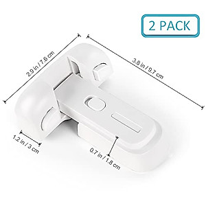 2 Pack Child Proof Fridge Lock, Refrigerator Fridge Freezer Door Latch to Keep Closed, Refrigerator Door Lock for Toddlers and Aging Seals, Easy to Install and No Unsightly Straps Required (White)