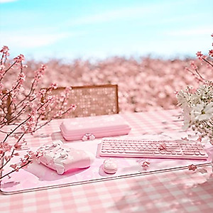 Pink RGB LED Gaming Mouse Pad, 14 Modes Glow Pad, Extra Large Gaming Mousepad,Waterproof Rubber Non Slip Cute Sakura Mat, Extended Big Keyboard and Mouse Pad Mat for Gamer Office Home, 800×300×4mm