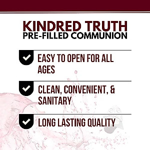 Easy Open 50 Count Pre-filled Communion Cups and Wafer Set by Kindred Truth with Communion Bread and Juice Included - by Kindred Truth
