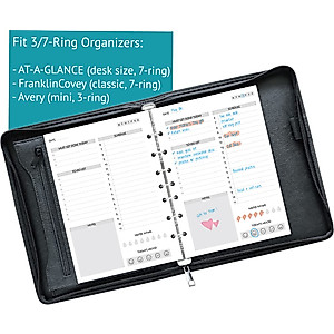 To Do List Paper Undated with Daily Schedule, Day Priorities, Notes and Water Tracker, 7-Hole Punches, 5.5"x8.5"