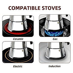 Moka Pot Stainless Steel, 6 Cup Stovetop Espresso Maker, Classic Italian Style Espresso Pot, Easy to Operate & Quick Cleanup, Food Grade Stainless Steel, Silver